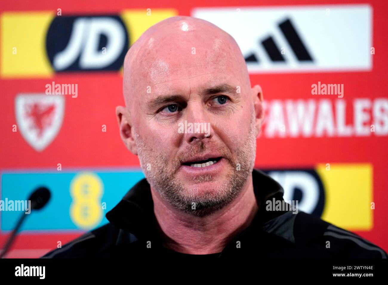 Wales head coach Rob Page during a press conference at the Hensol ...