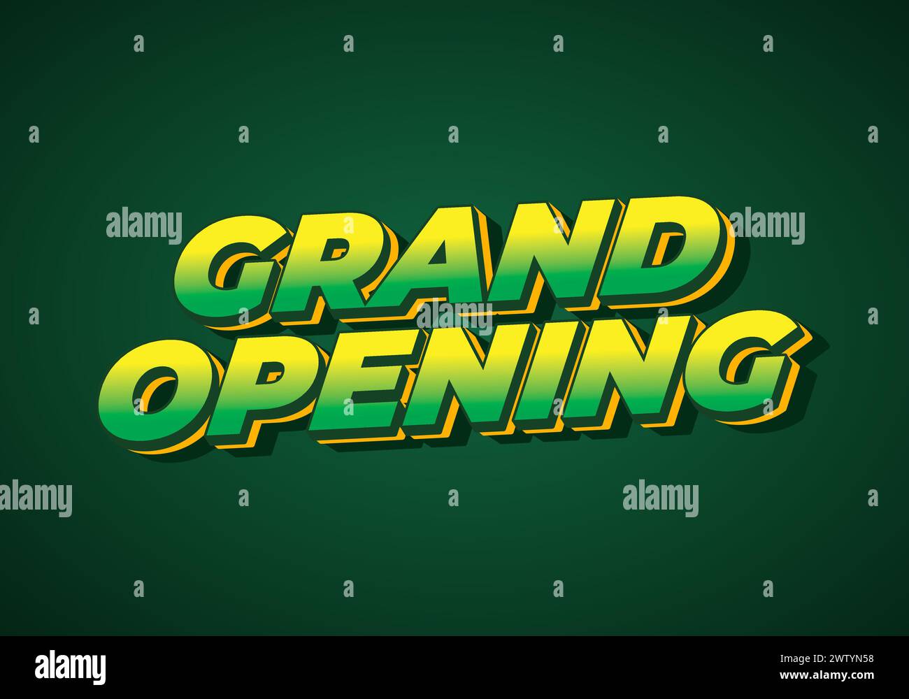 Grand opening. Text effect design in yellow green color with 3 ...