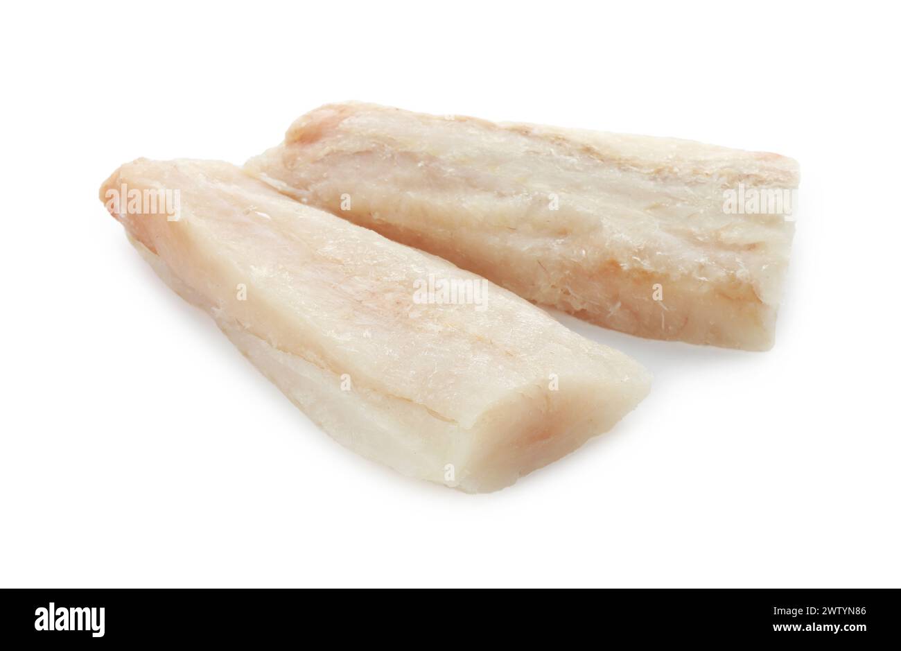 Fresh raw cod fillets isolated on white Stock Photo - Alamy