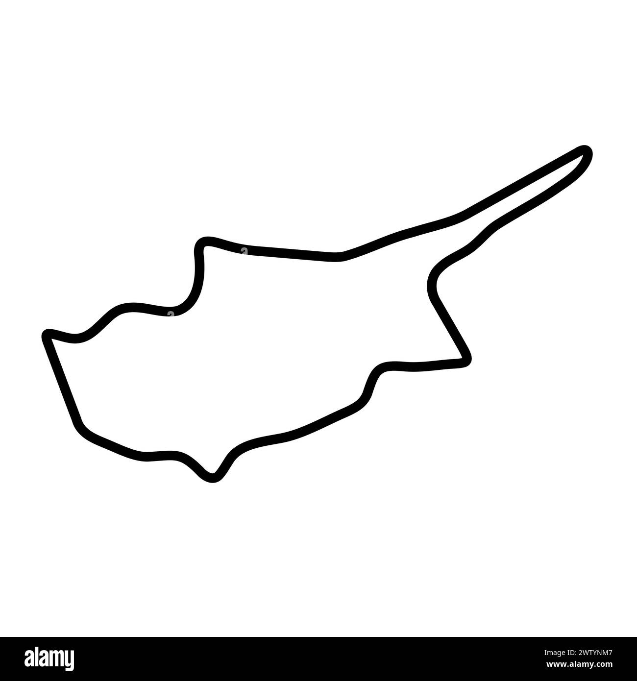 Cyprus country simplified map. Thick black outline contour. Simple ...
