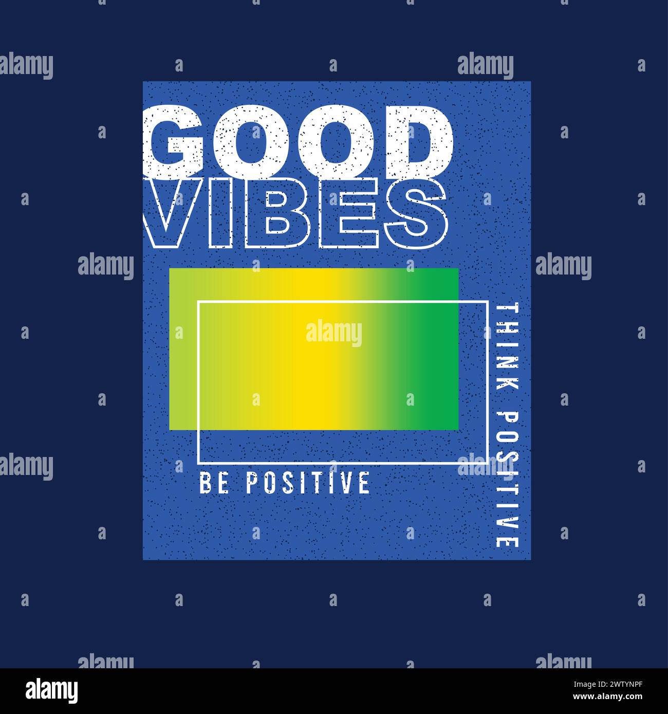 Good Vibes Typography positive Geometrical gradient Square distressed graphic t shirt print ...