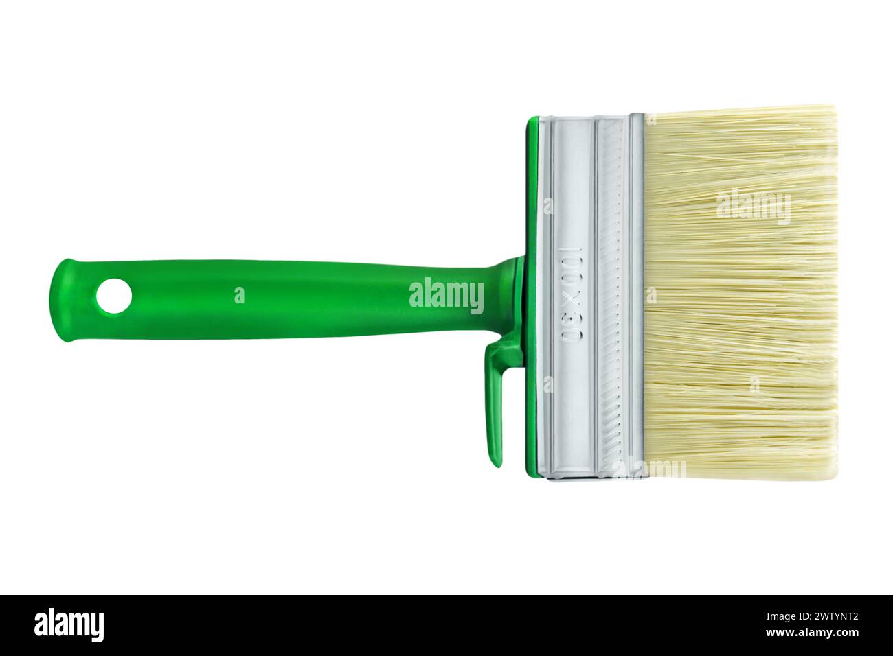 Green wide painting brush isolated on white background Stock Photo - Alamy