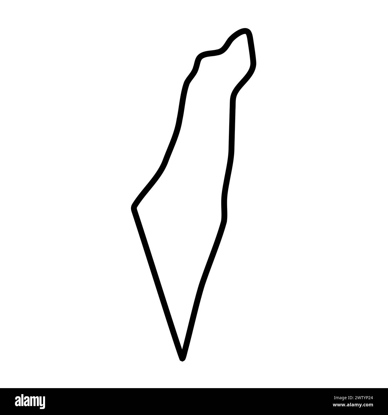 Israel country simplified map. Thick black outline contour. Simple ...