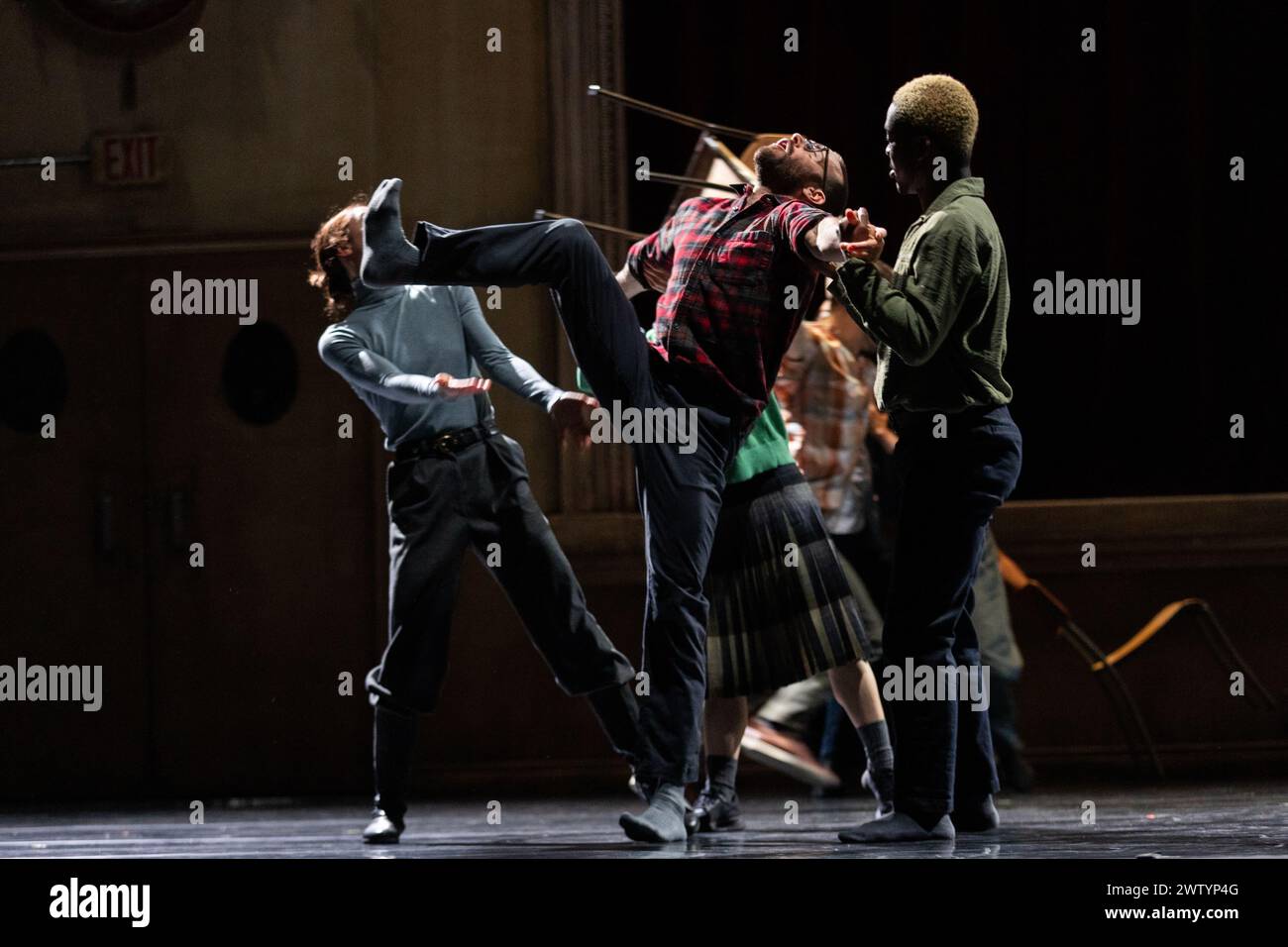 London, UK. March 20th, 2024. A scene from Kidd Pivot’s Assembly Hall ...