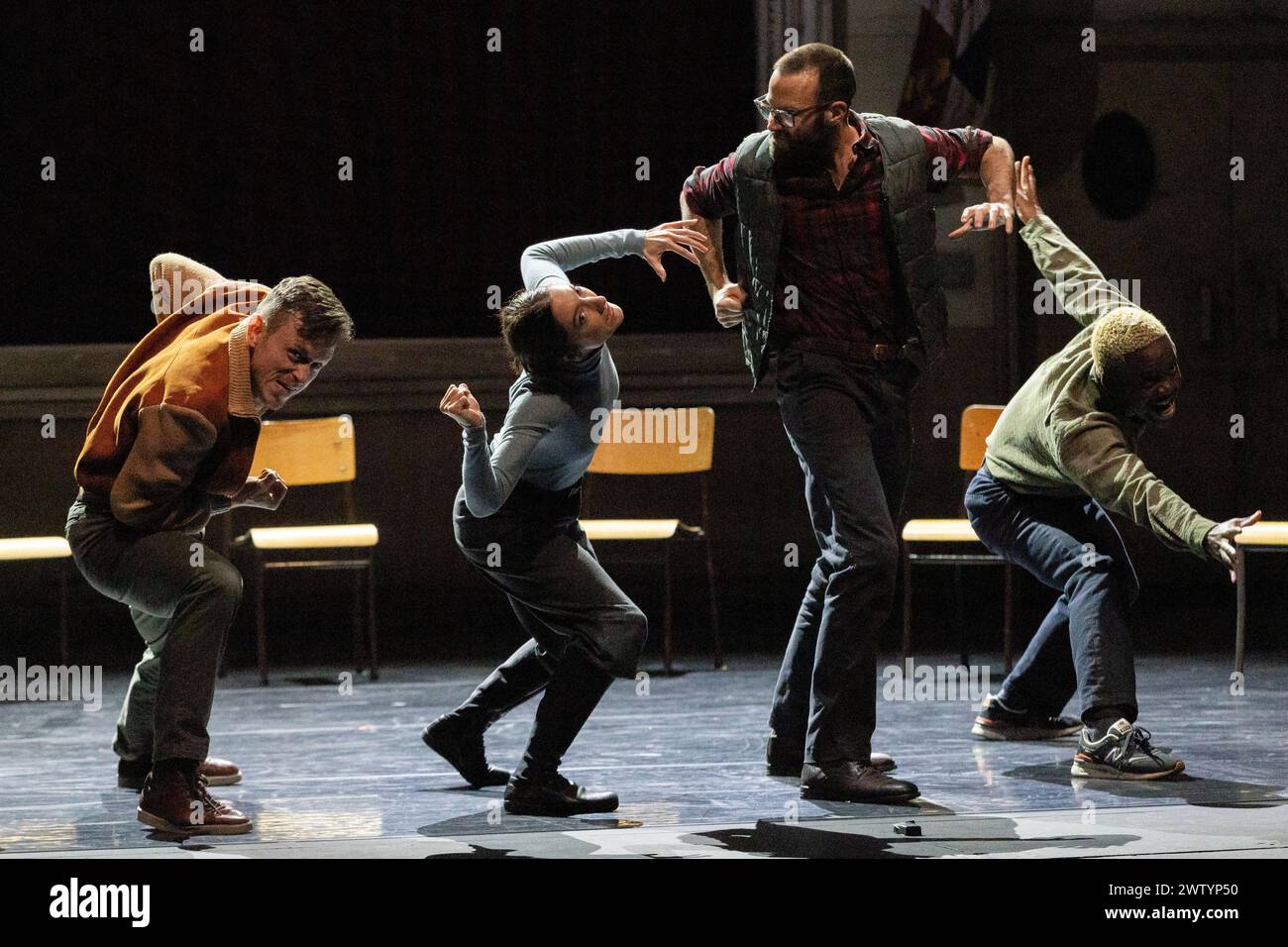 London, UK. March 20th, 2024. A scene from Kidd Pivot’s Assembly Hall ...