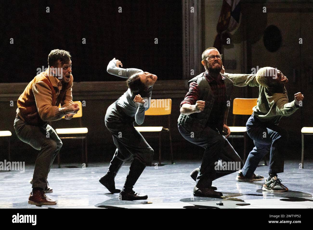 London, UK. March 20th, 2024. A scene from Kidd Pivot’s Assembly Hall ...