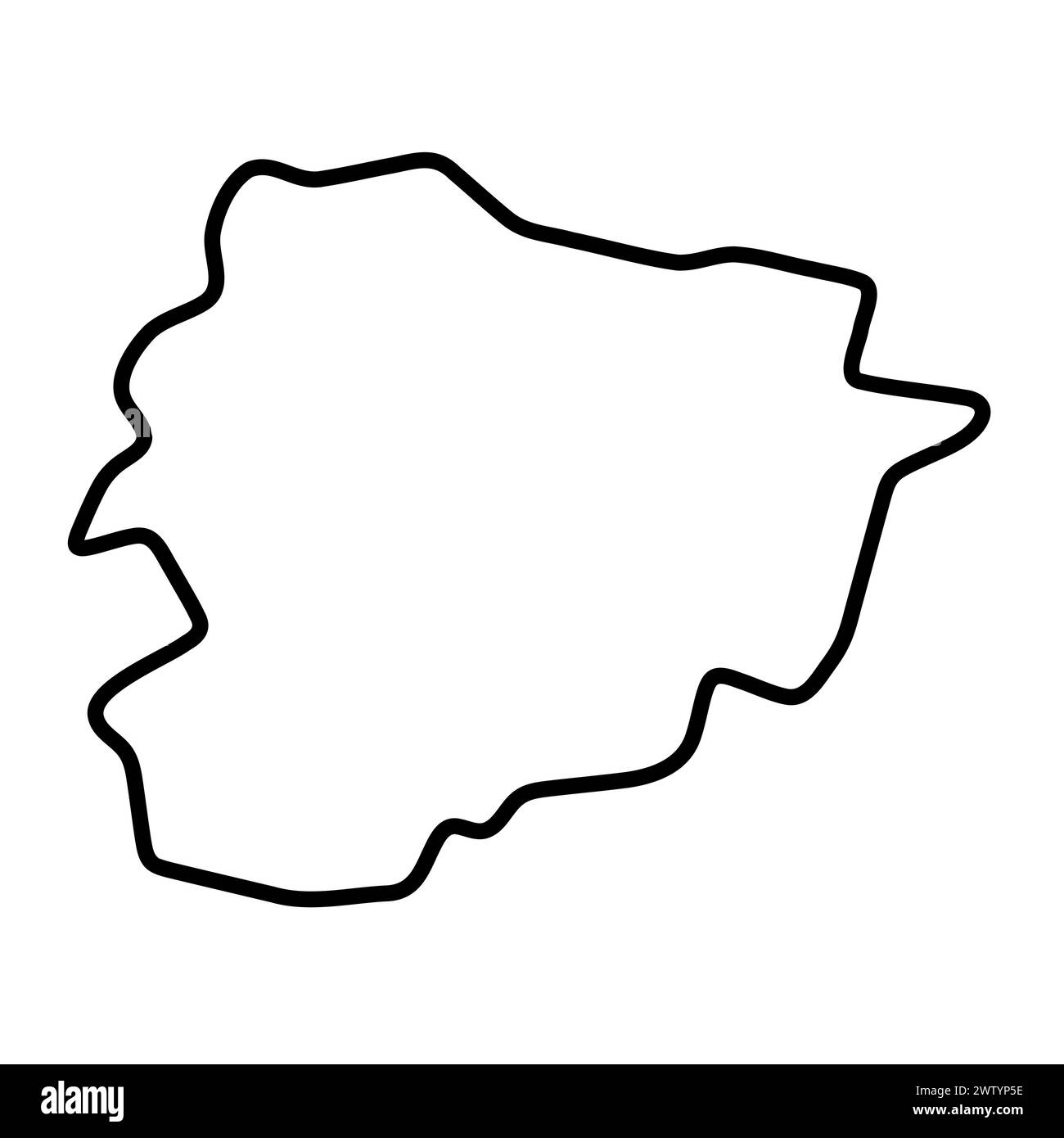 Andorra country simplified map. Thick black outline contour. Simple ...