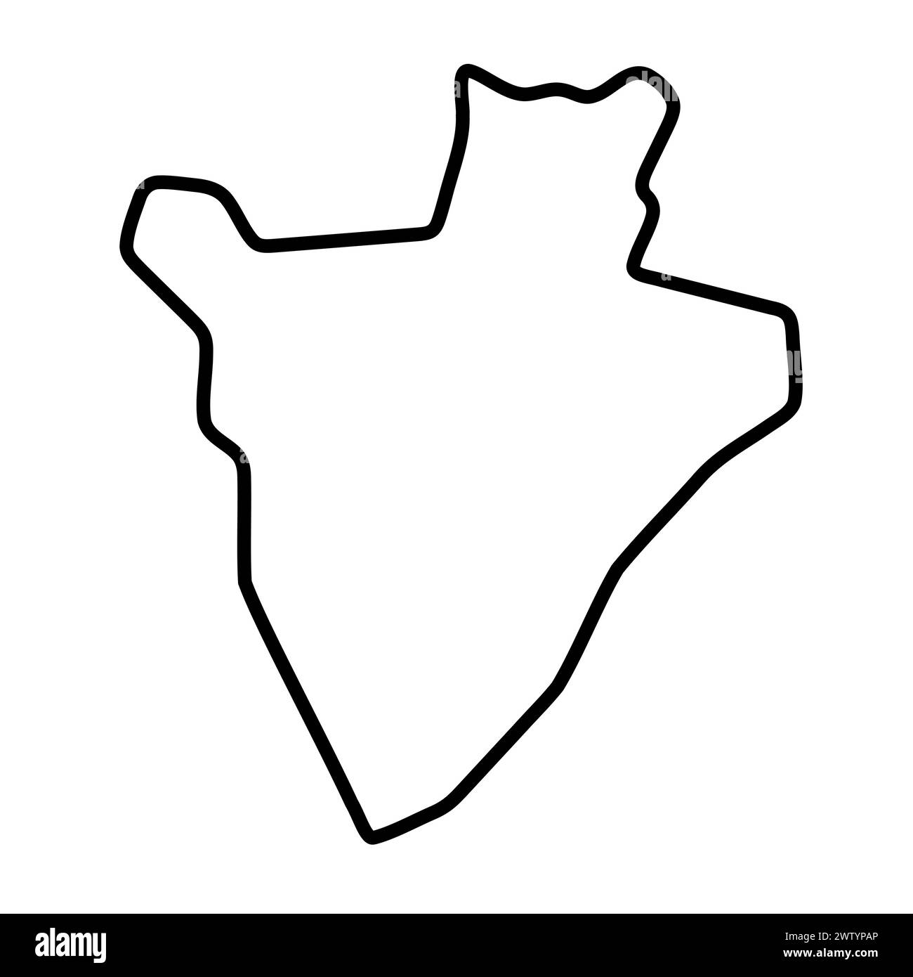 Burundi country simplified map. Thick black outline contour. Simple ...