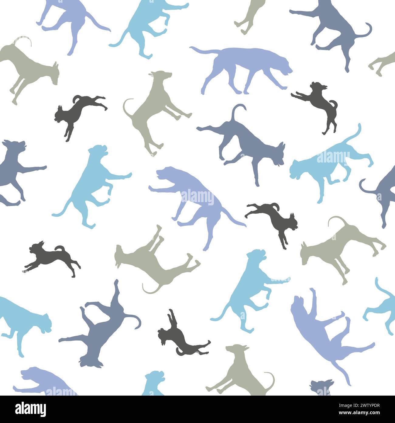 Different dogs isolated on a white background. Endless texture ...