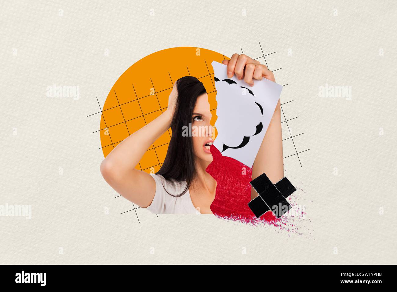 Composite sketch image trend artwork photo collage of half face angry ...