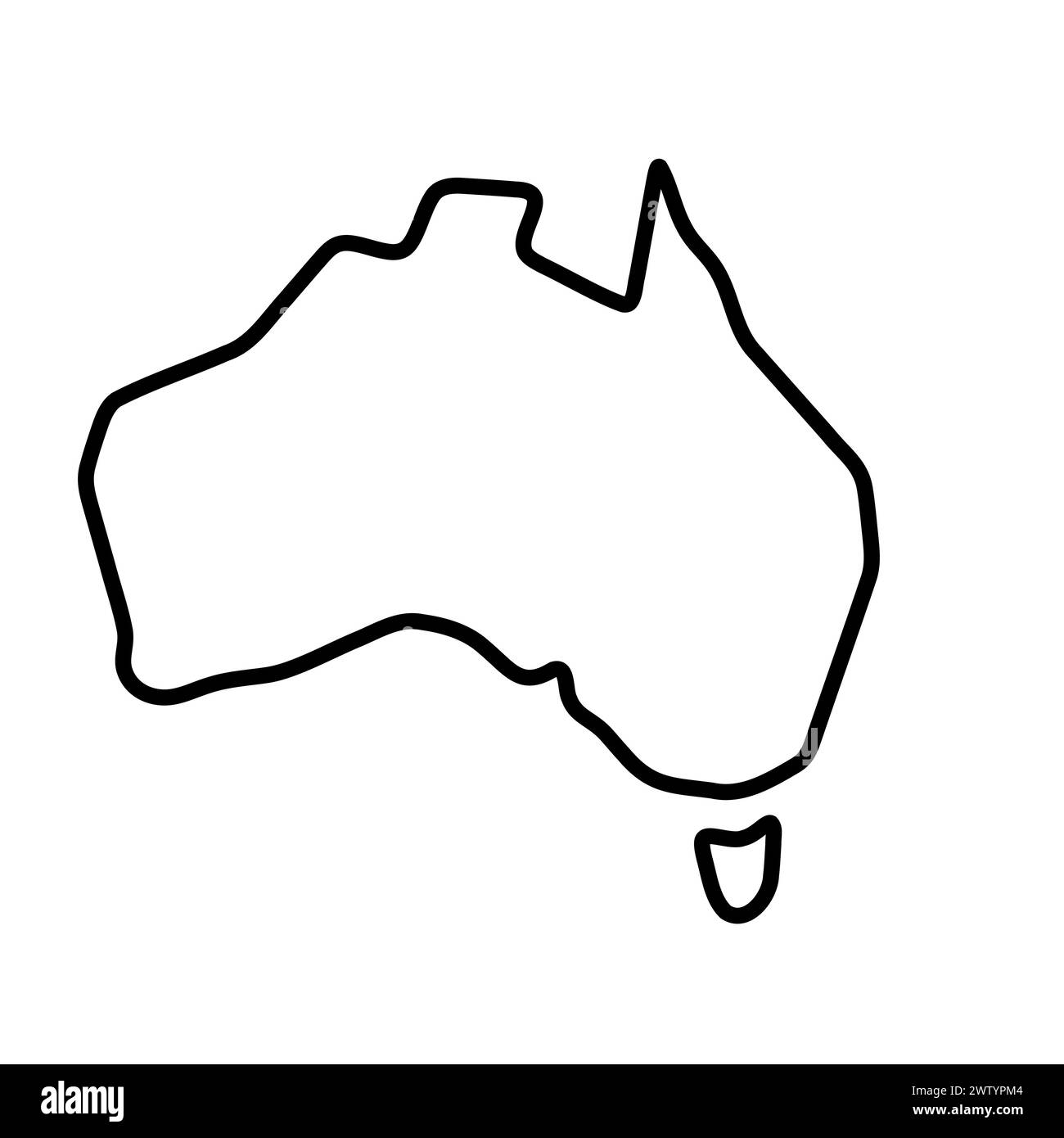 Australia country simplified map. Thick black outline contour. Simple ...