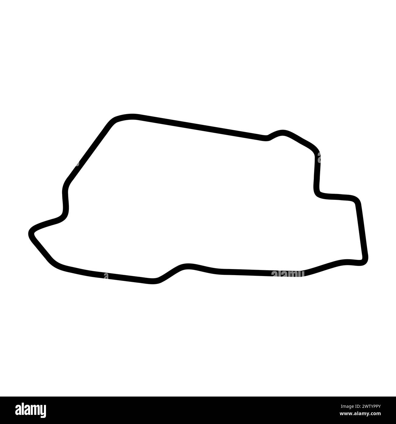 Bhutan country simplified map. Thick black outline contour. Simple ...