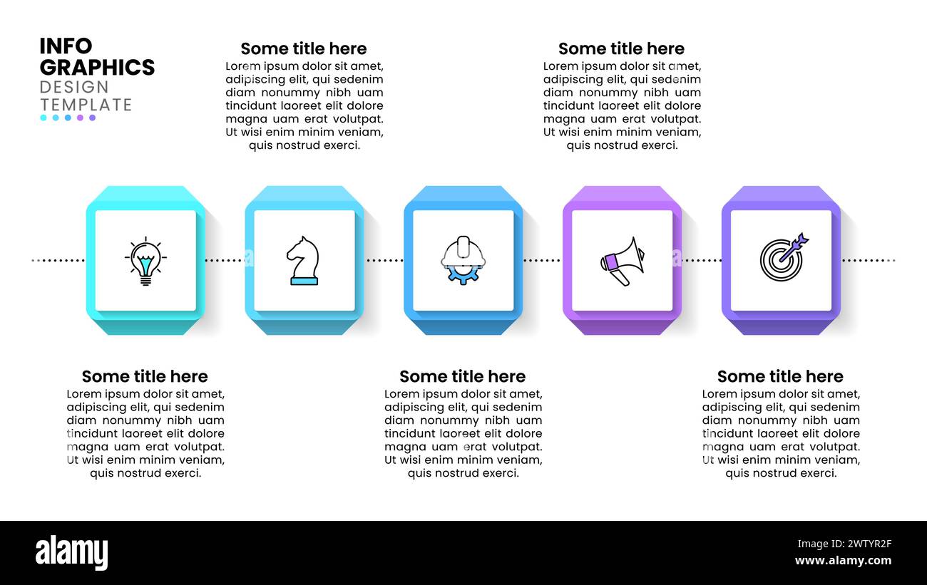 Infographic template with icons and 5 options or steps. Horizontal line ...