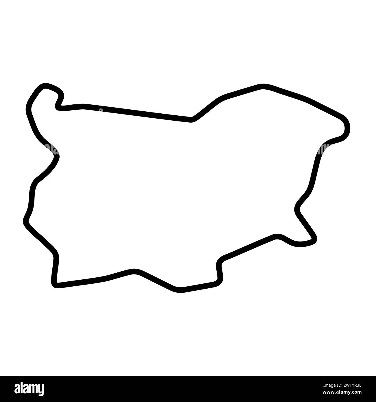 Bulgaria country simplified map. Thick black outline contour. Simple ...