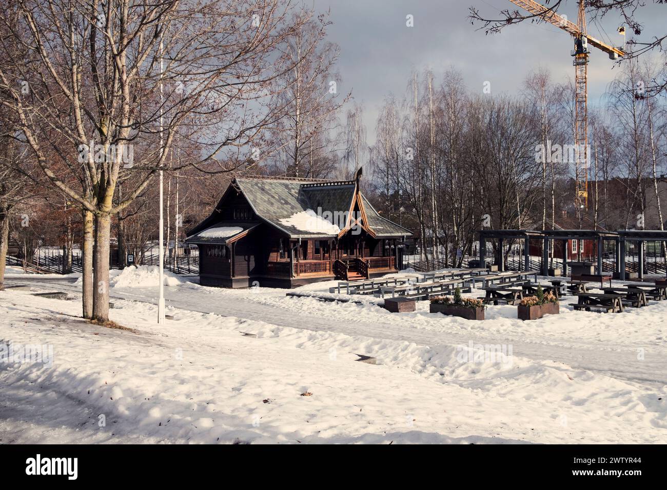One of the old buildings in The Norwegian Museum of Cultural History in ...