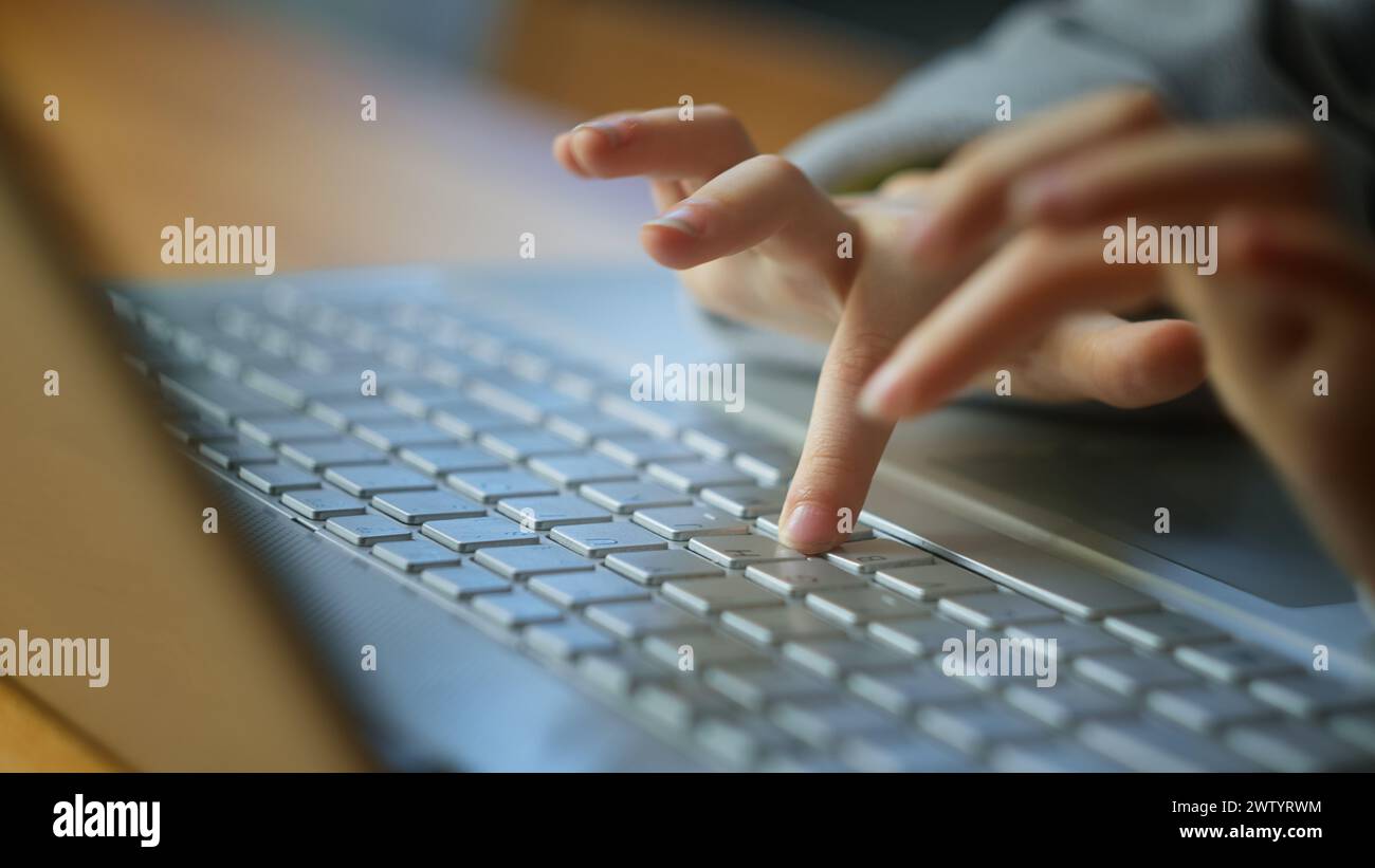 Boy school typing children hi-res stock photography and images - Alamy