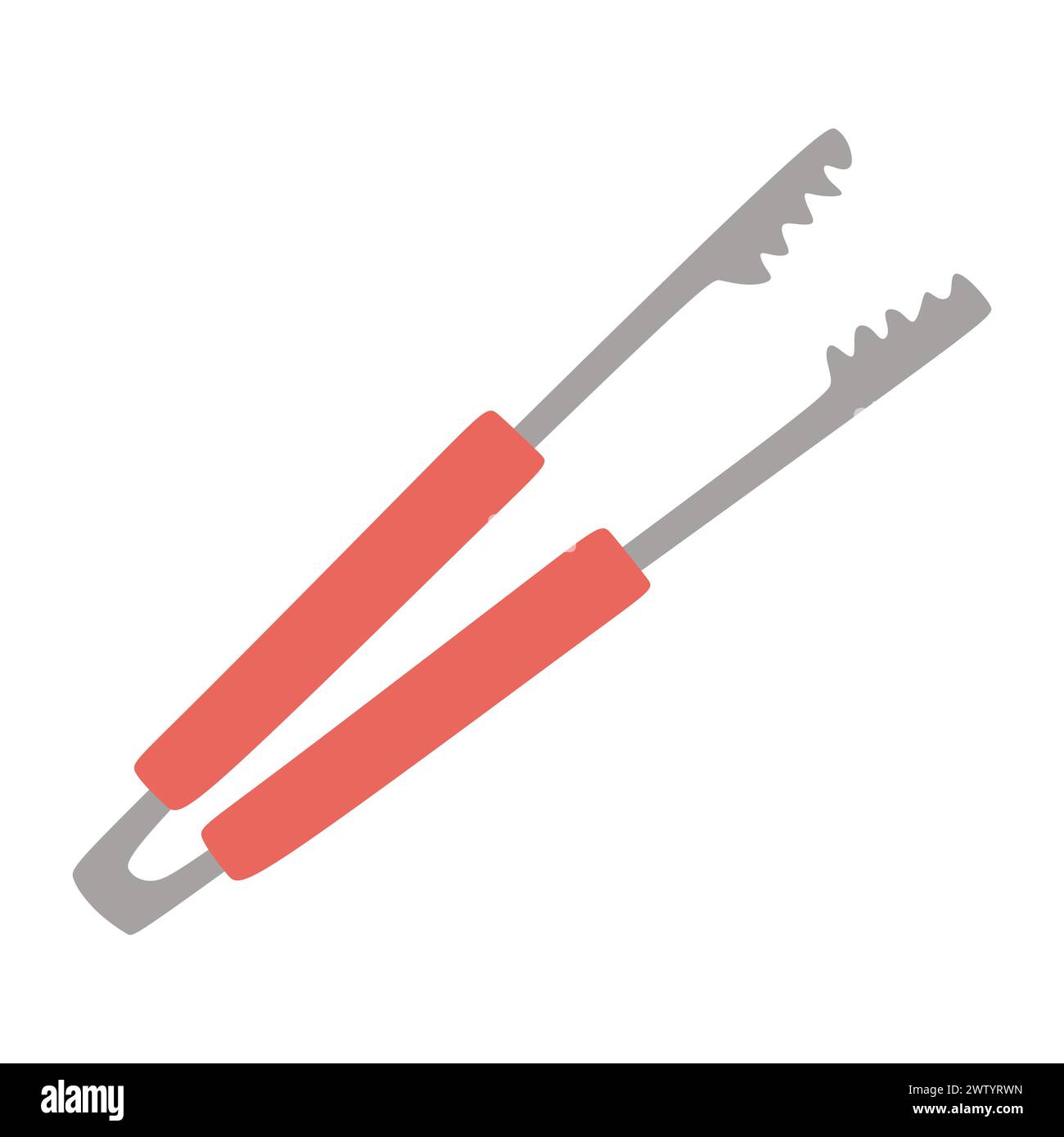 Red Kitchen Tongs. Vector Flat Illustration Isolated on White ...