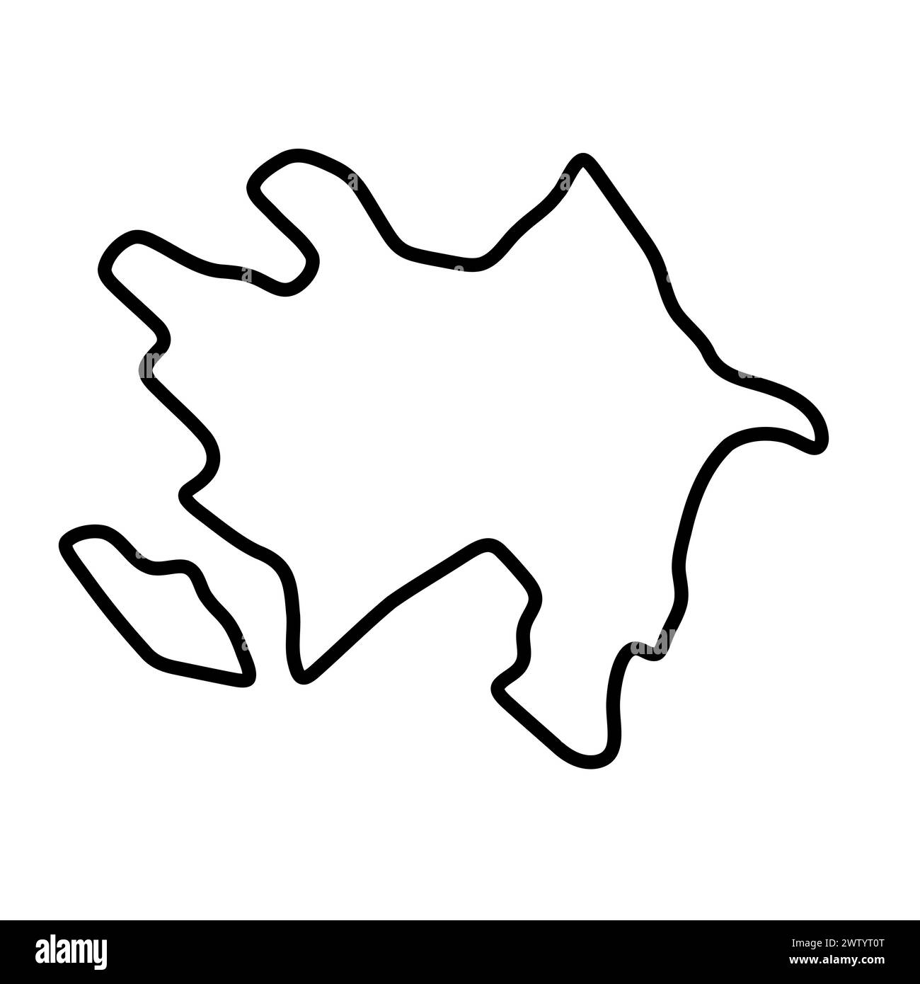 Azerbaijan country simplified map. Thick black outline contour. Simple ...