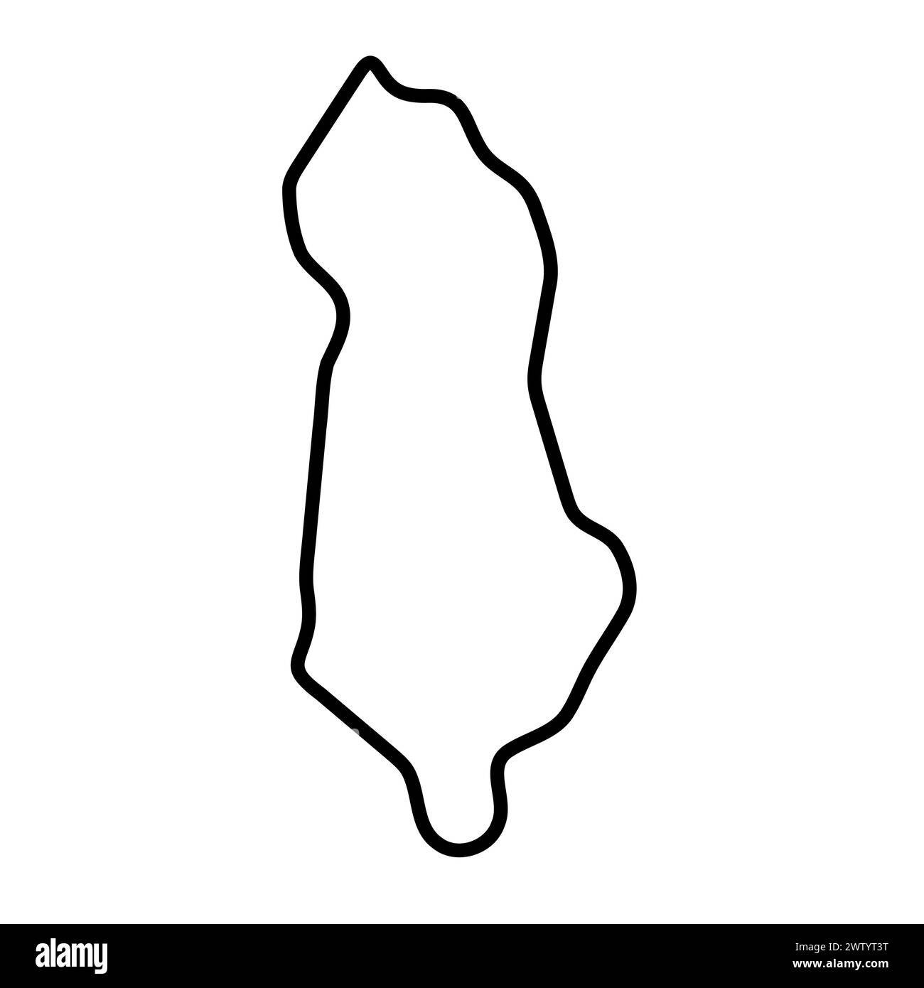 Albania country simplified map. Thick black outline contour. Simple ... Albania country simplified map. Thick black outline contour. Simple ...