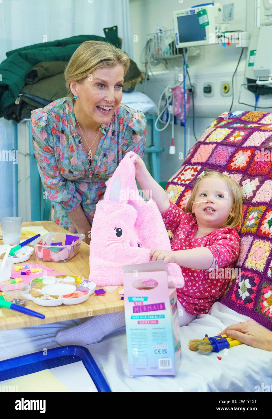 The Duchess of Edinburgh meets patient Astrid Walker, 2, during a visit ...