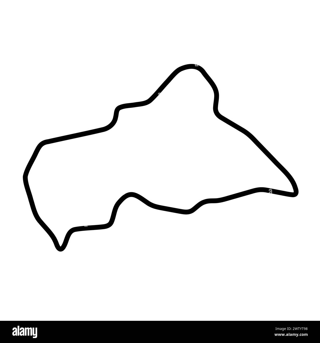 Central African Republic country simplified map. Thick black outline ...
