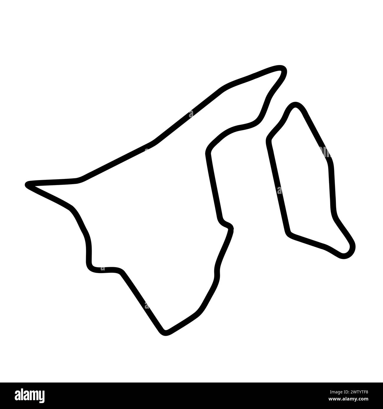 Brunei country simplified map. Thick black outline contour. Simple ...