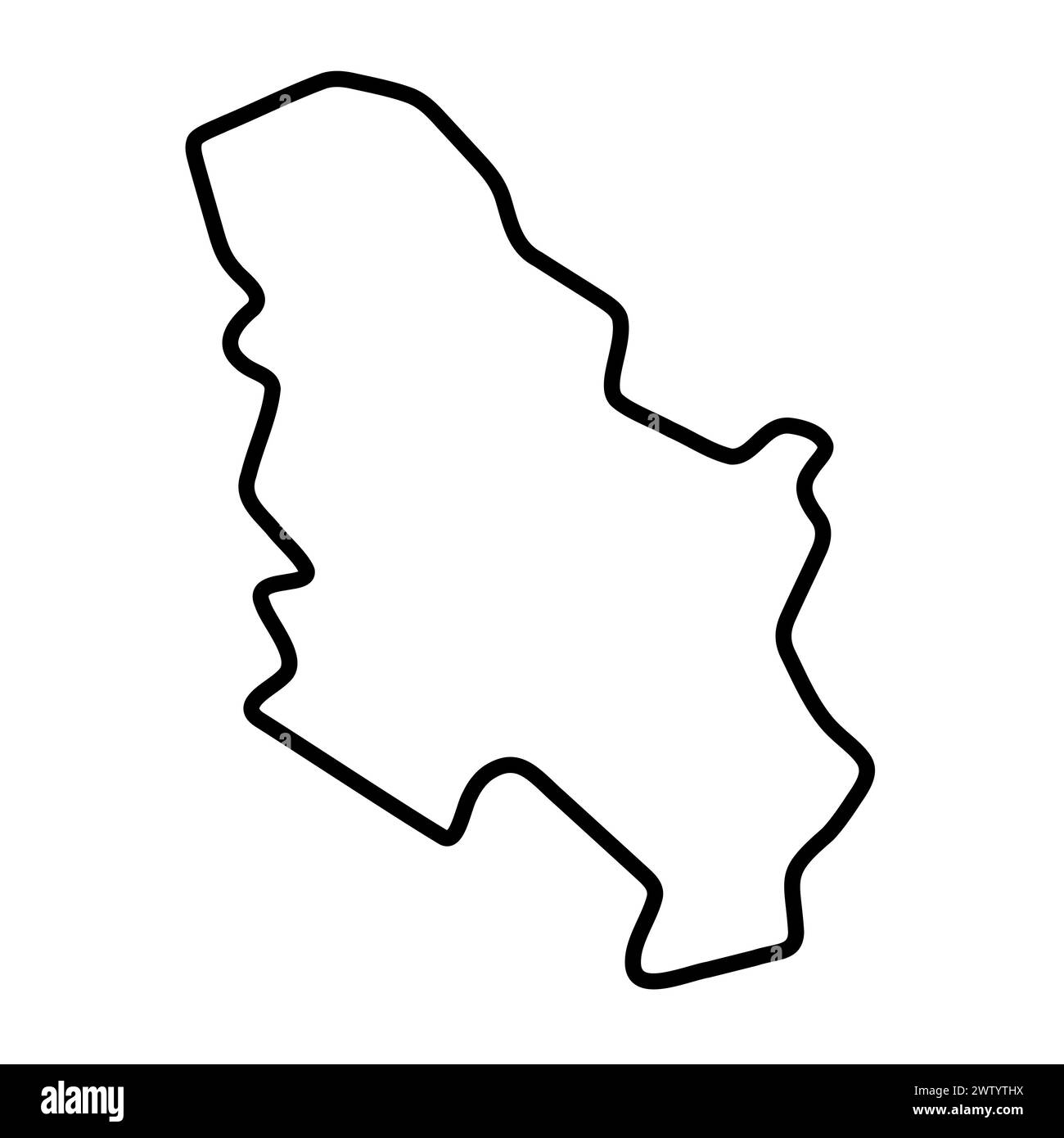 Serbia country simplified map. Thick black outline contour. Simple ...
