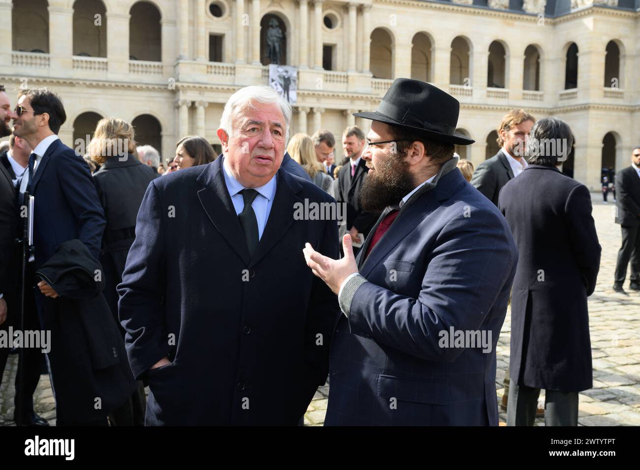 Paris, France. 20th Mar, 2024. Gerard Larcher and a guest during a ...