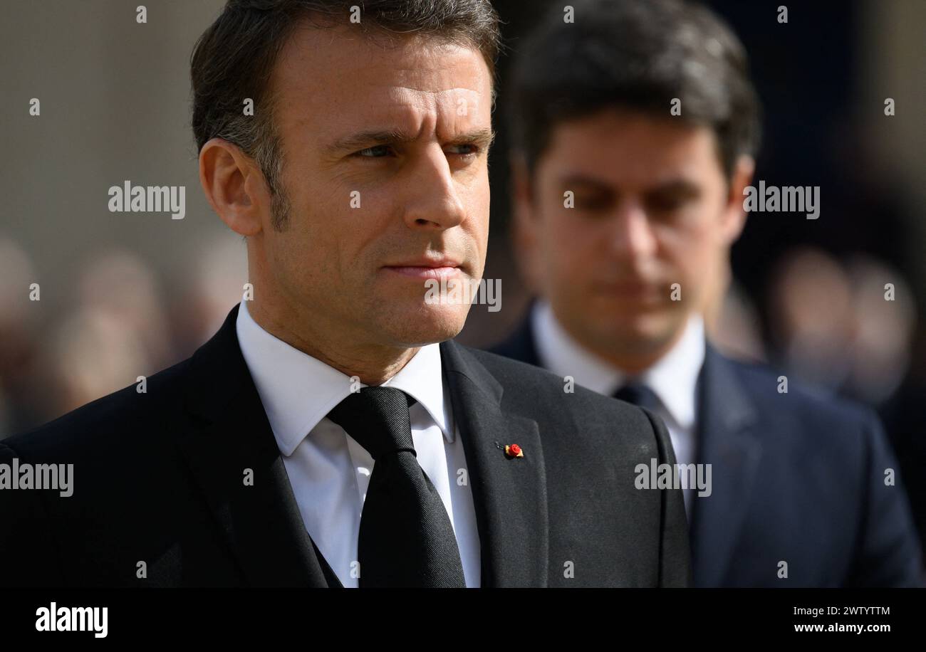 Paris, France. 20th Mar, 2024. French President Emmanuel Macron and ...