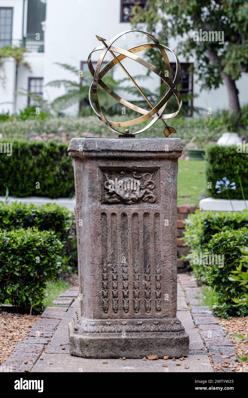 Brass or bronze large scale armillary sundial sphere with raised roman ...