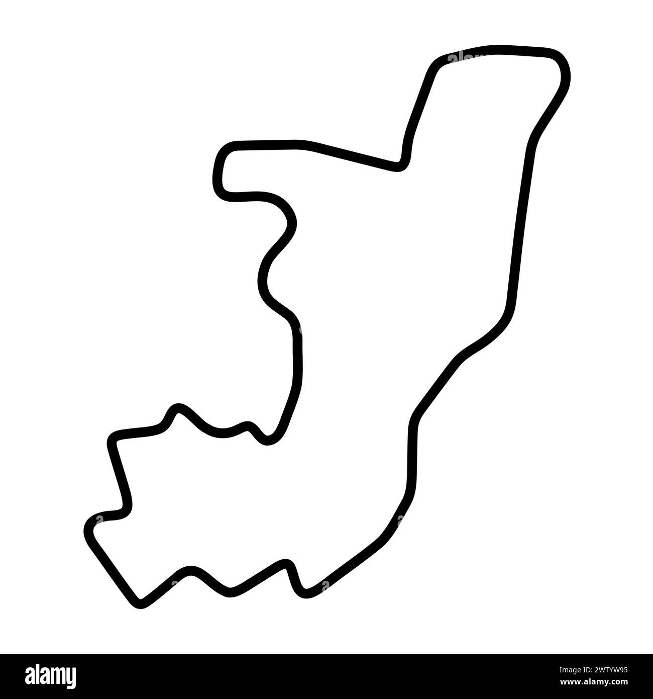 Republic of the Congo country simplified map. Thick black outline ...