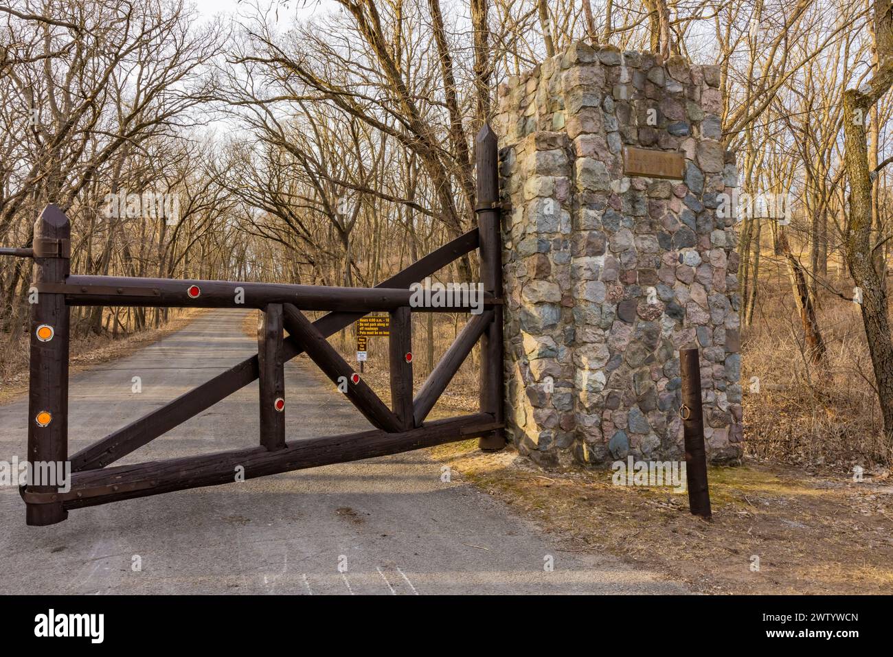Entrance gate for Pilot Knob State Park, built by the CCC in the 1930s ...