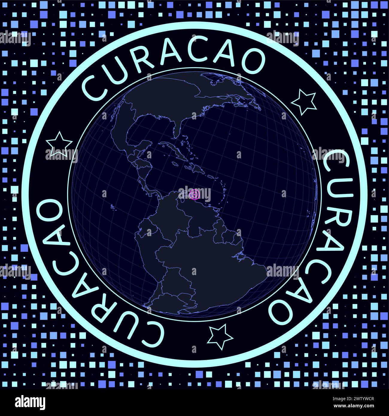 Curacao on globe vector. Futuristic satellite view of the world ...