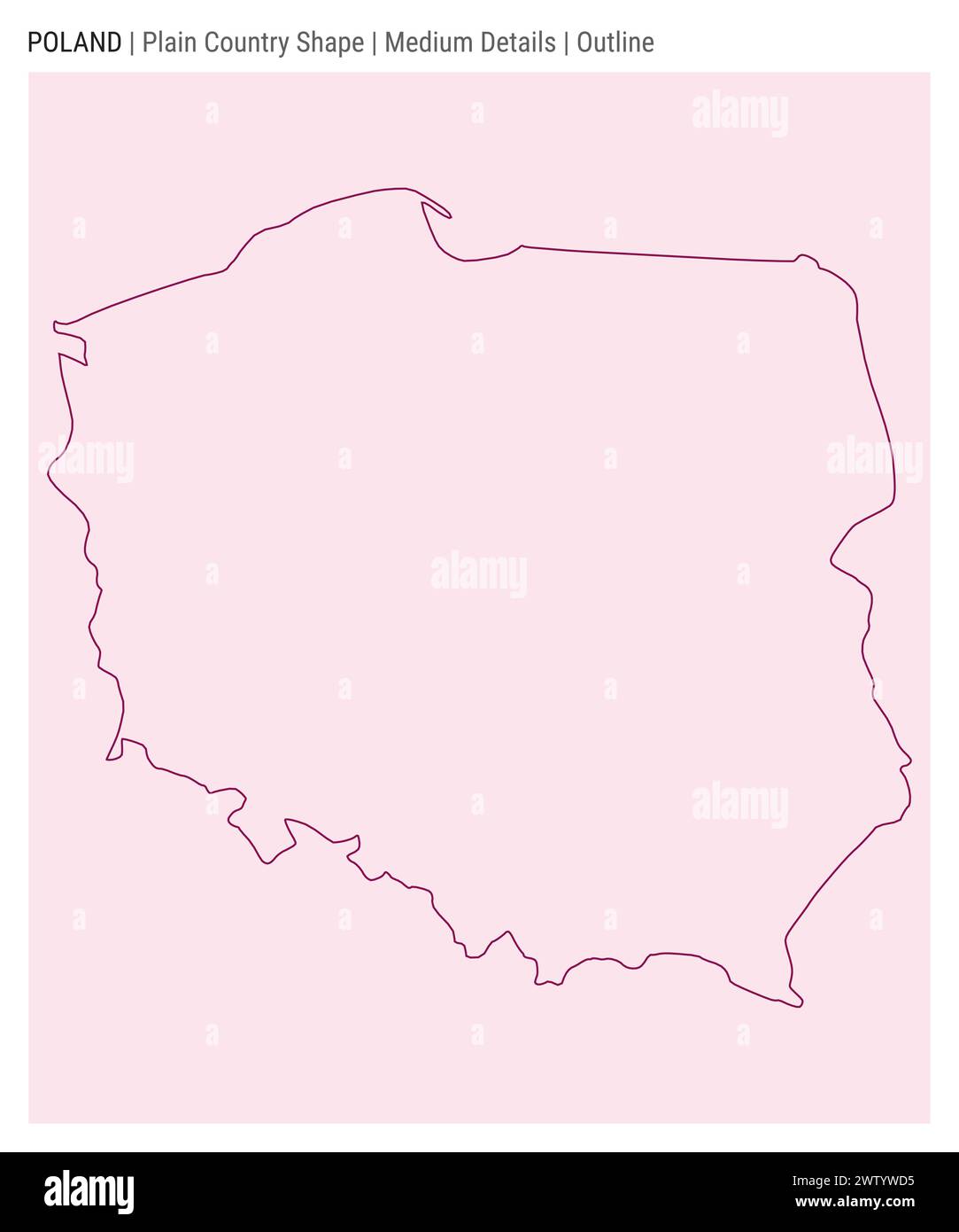 Poland plain country map. Medium details. Outline style. Shape of ...