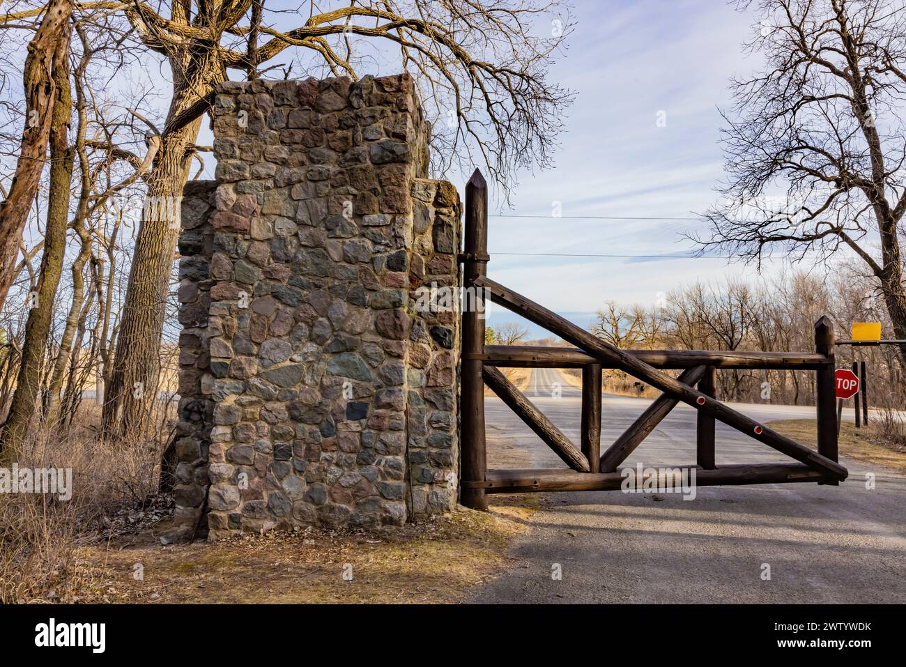 Entrance gate for Pilot Knob State Park, built by the CCC in the 1930s ...