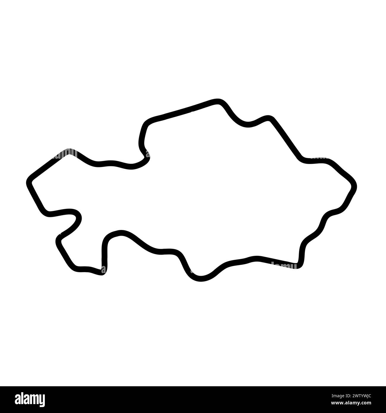 Kazakhstan country simplified map. Thick black outline contour. Simple ...