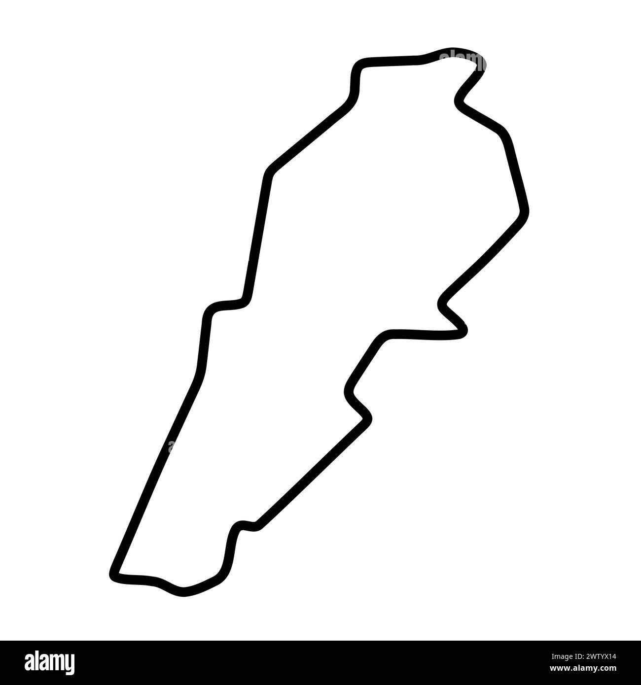Lebanon country simplified map. Thick black outline contour. Simple ...