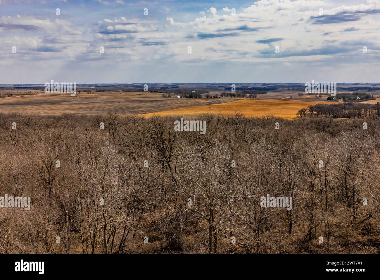 View from stone observation tower built by the CCC in Pilot Knob State ...