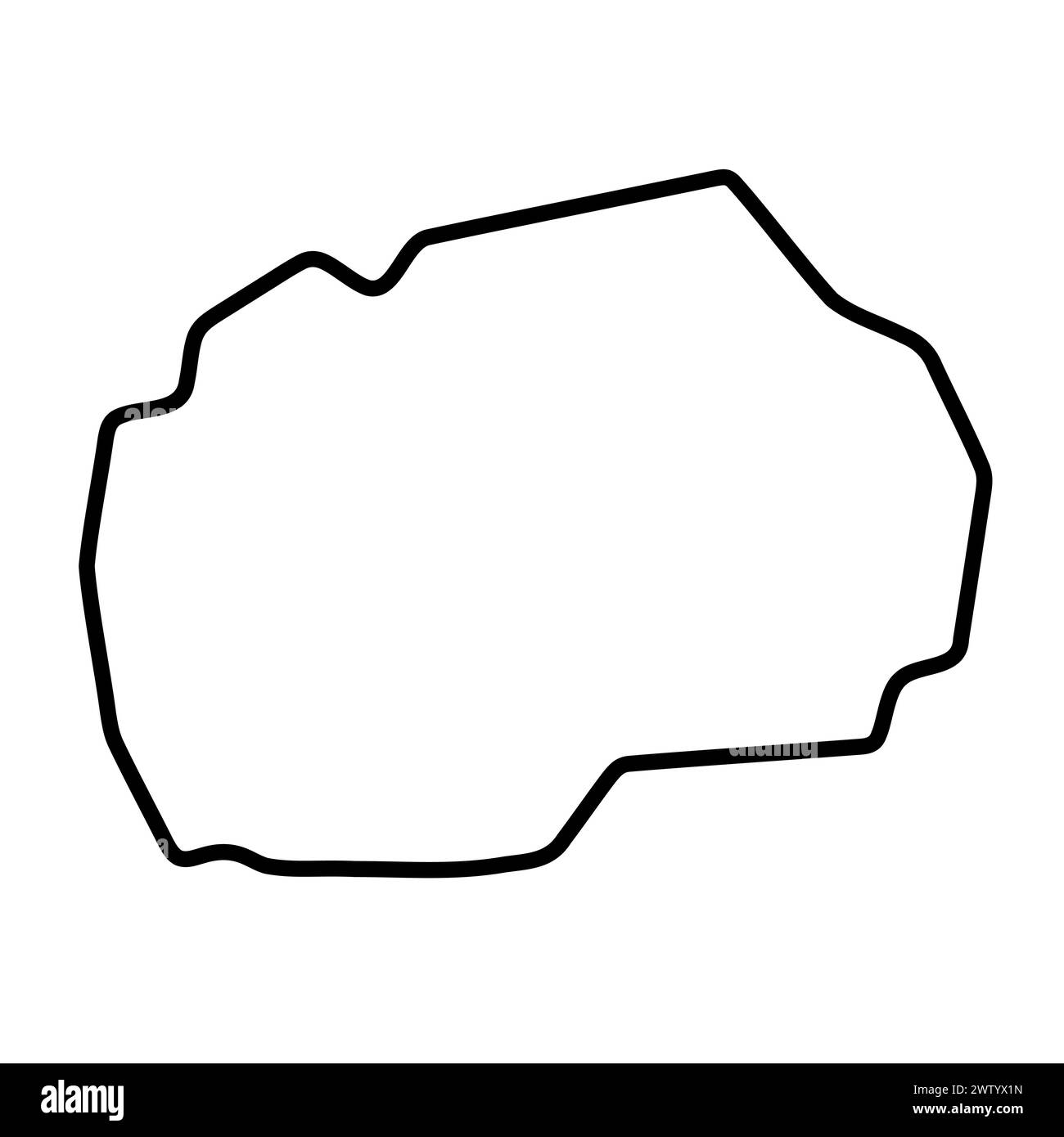 North Macedonia country simplified map. Thick black outline contour ...