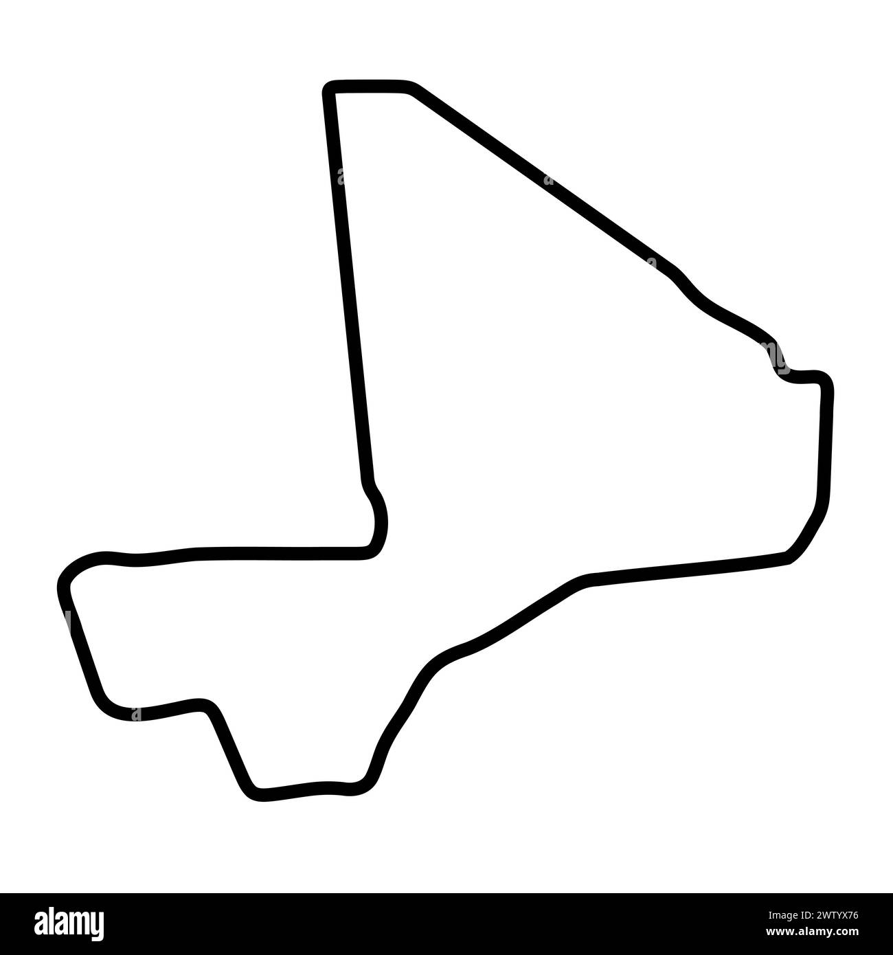 Mali country simplified map. Thick black outline contour. Simple vector ...