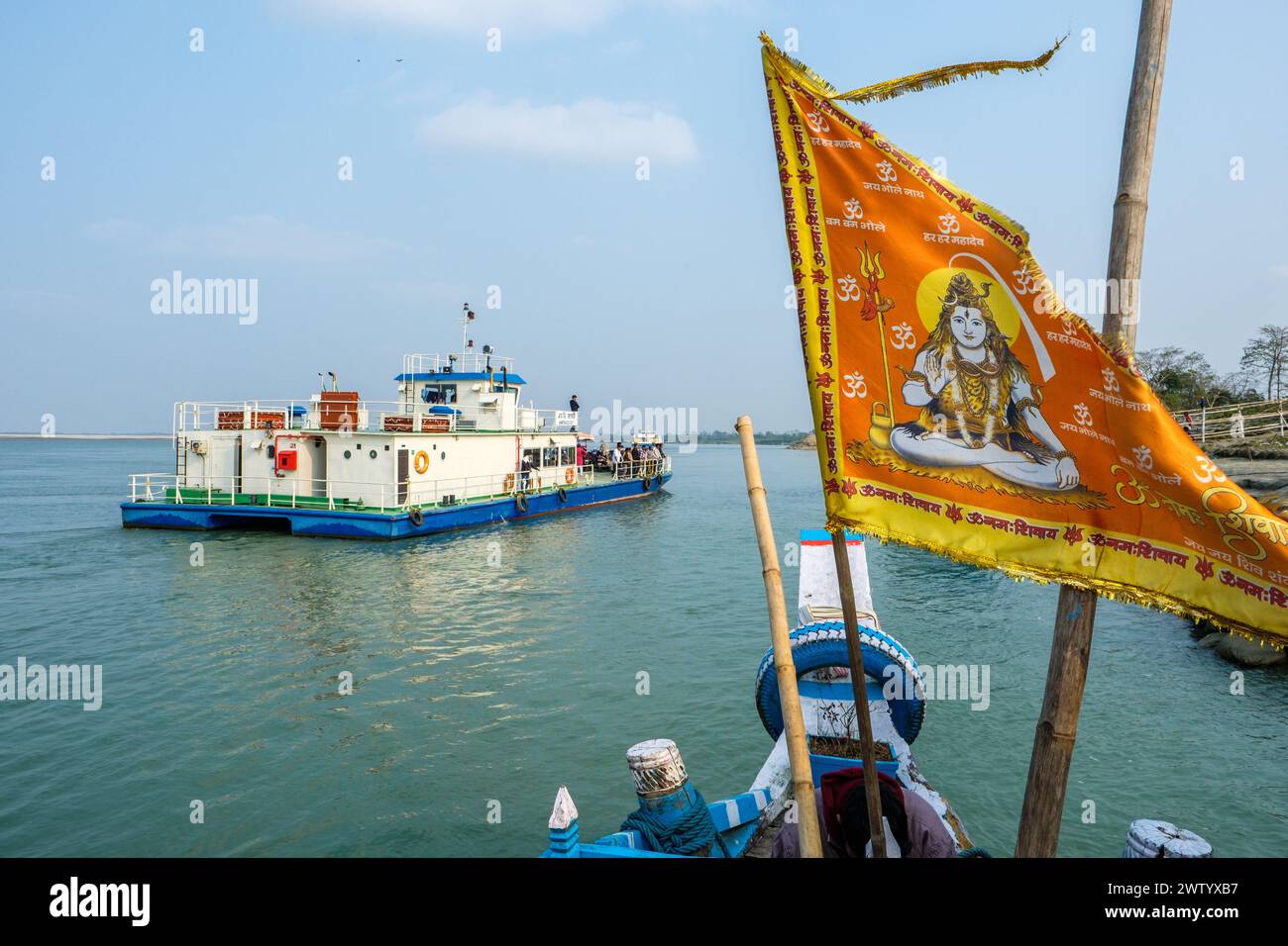 Ferry on the Brahmaputra River in Assam, North East India Stock Photo ...
