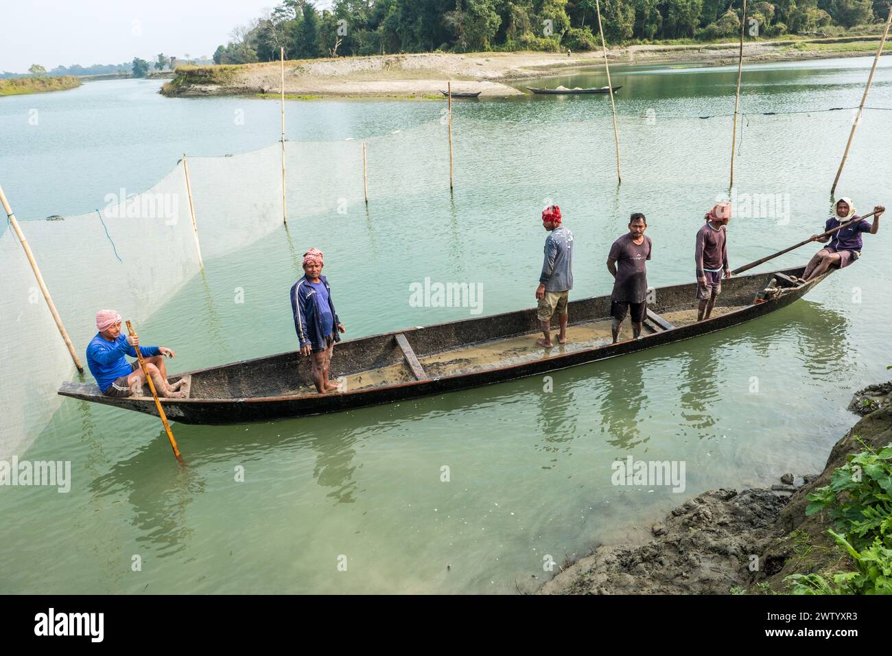 Traditional fishing techniques on Majuli Island, Assam, India Stock ...