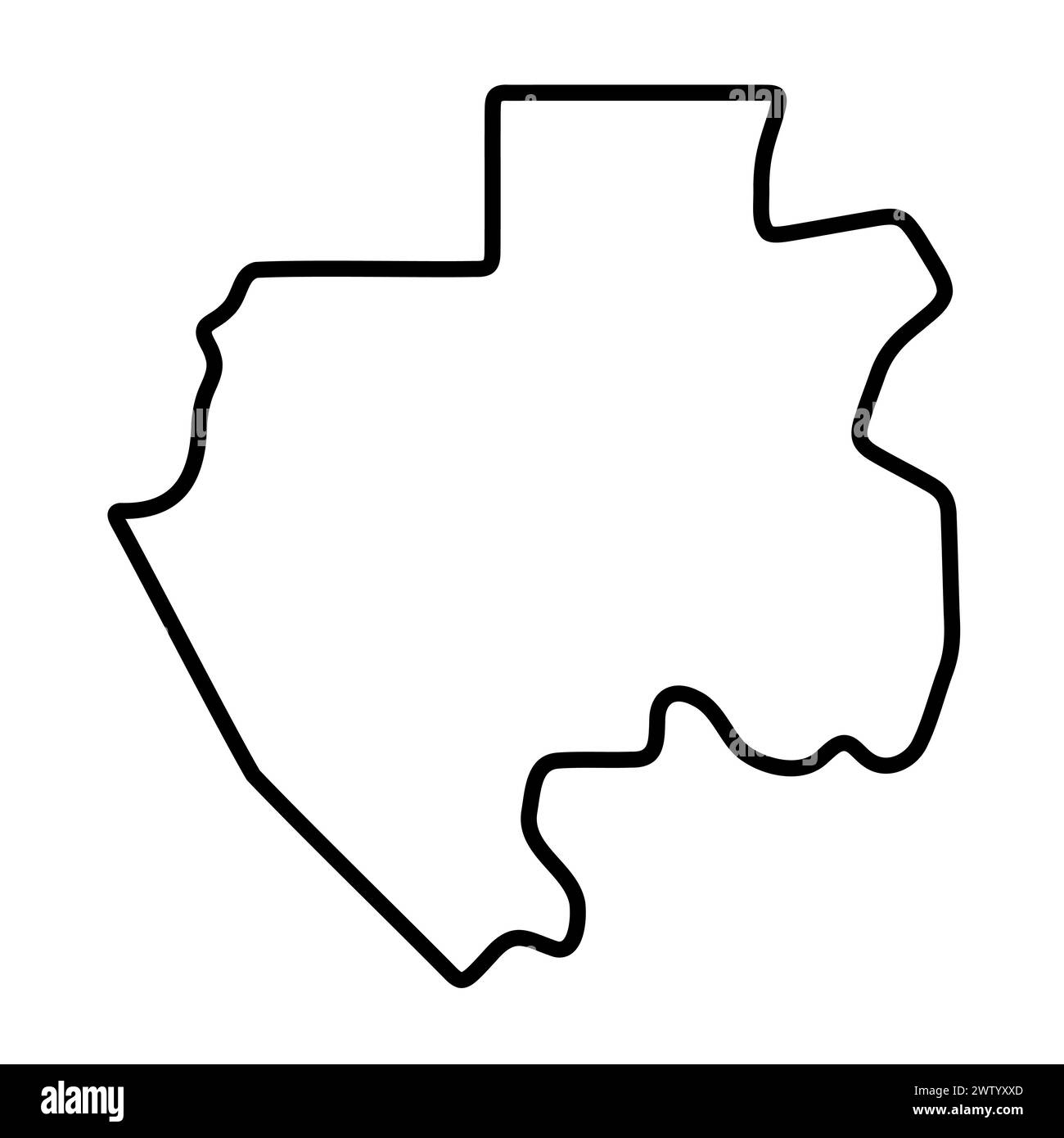 Gabon country simplified map. Thick black outline contour. Simple ...