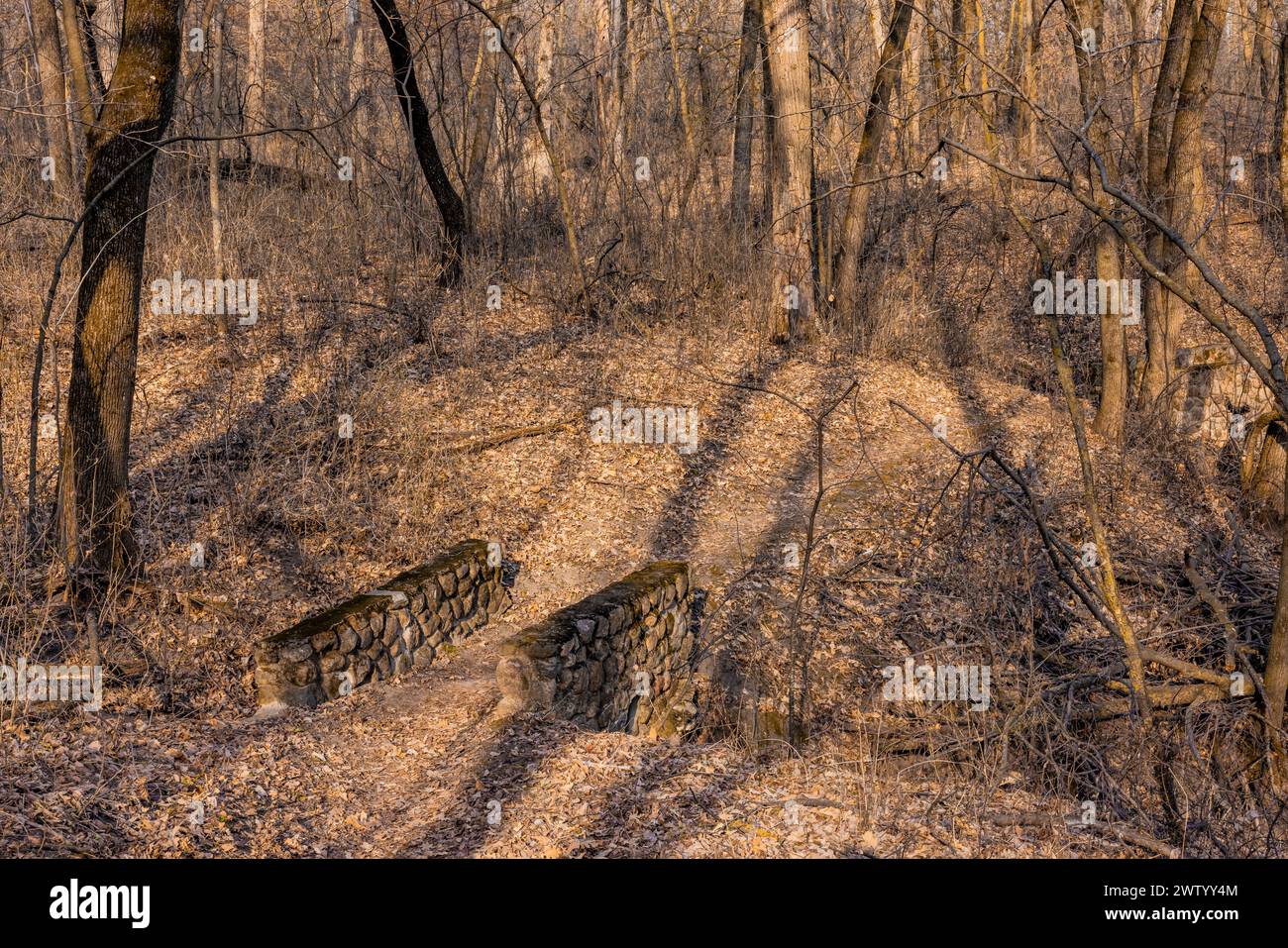 One of three stone bridges built by the CCC in Pilot Knob State Park ...
