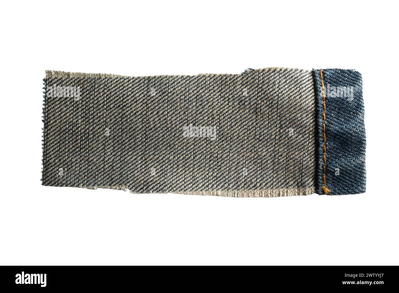 A piece of ragged Jeans cloth on white background with clipping path ...