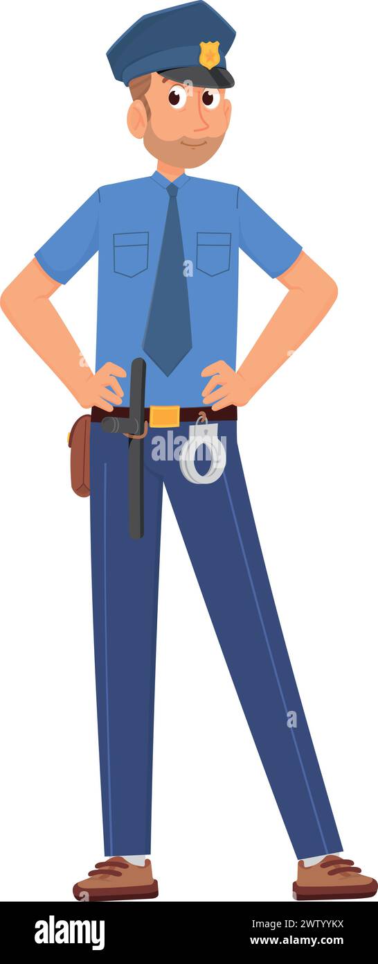 Policeman cartoon character. Patrol officer in police uniform Stock ...