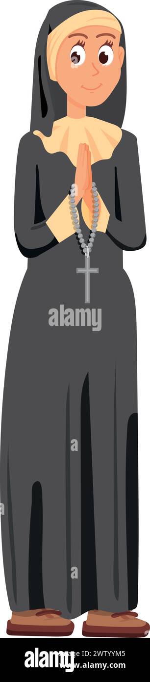 Praying nun. Catholic woman character. Cartoon person Stock Vector ...