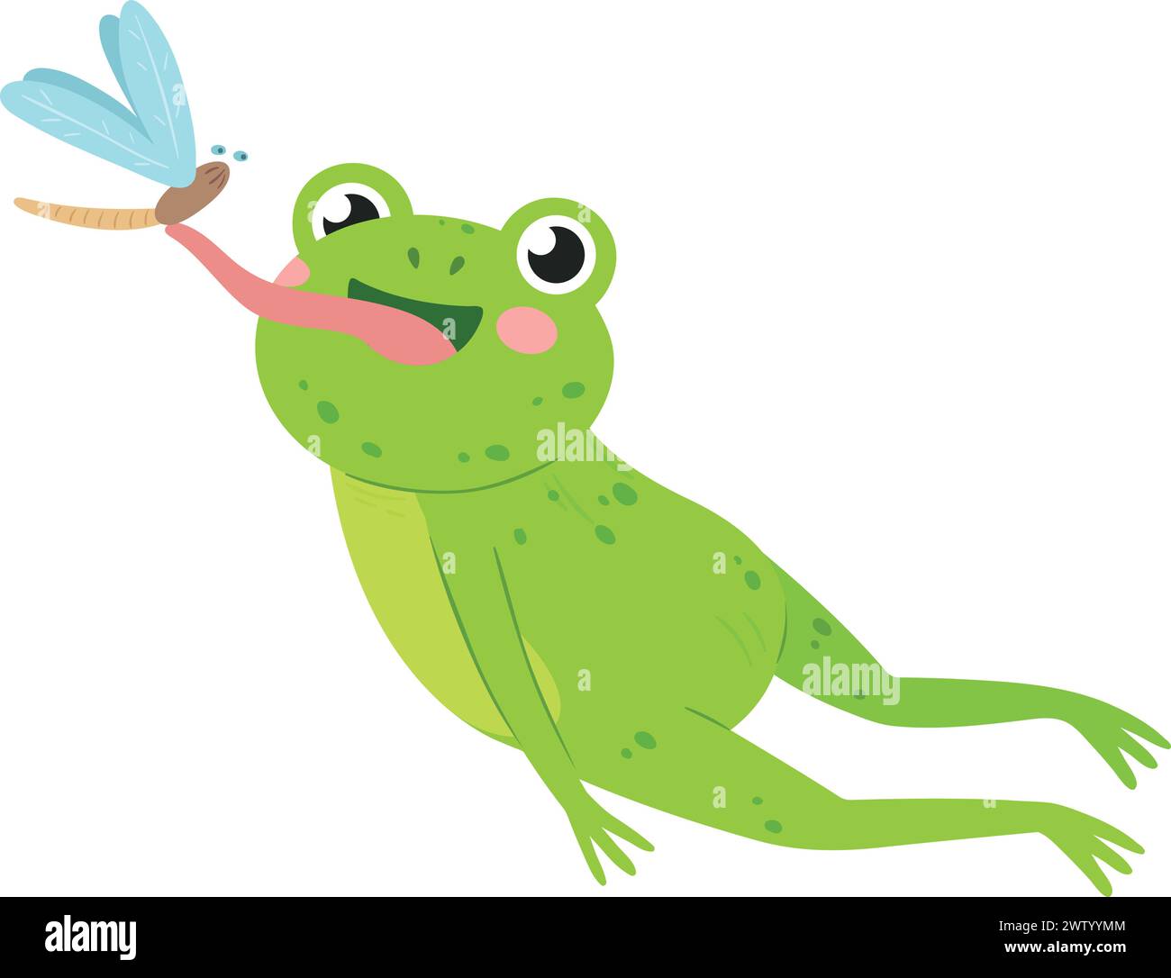 Jumping frog catch fly in air with tongue. Funny animal Stock Vector ...