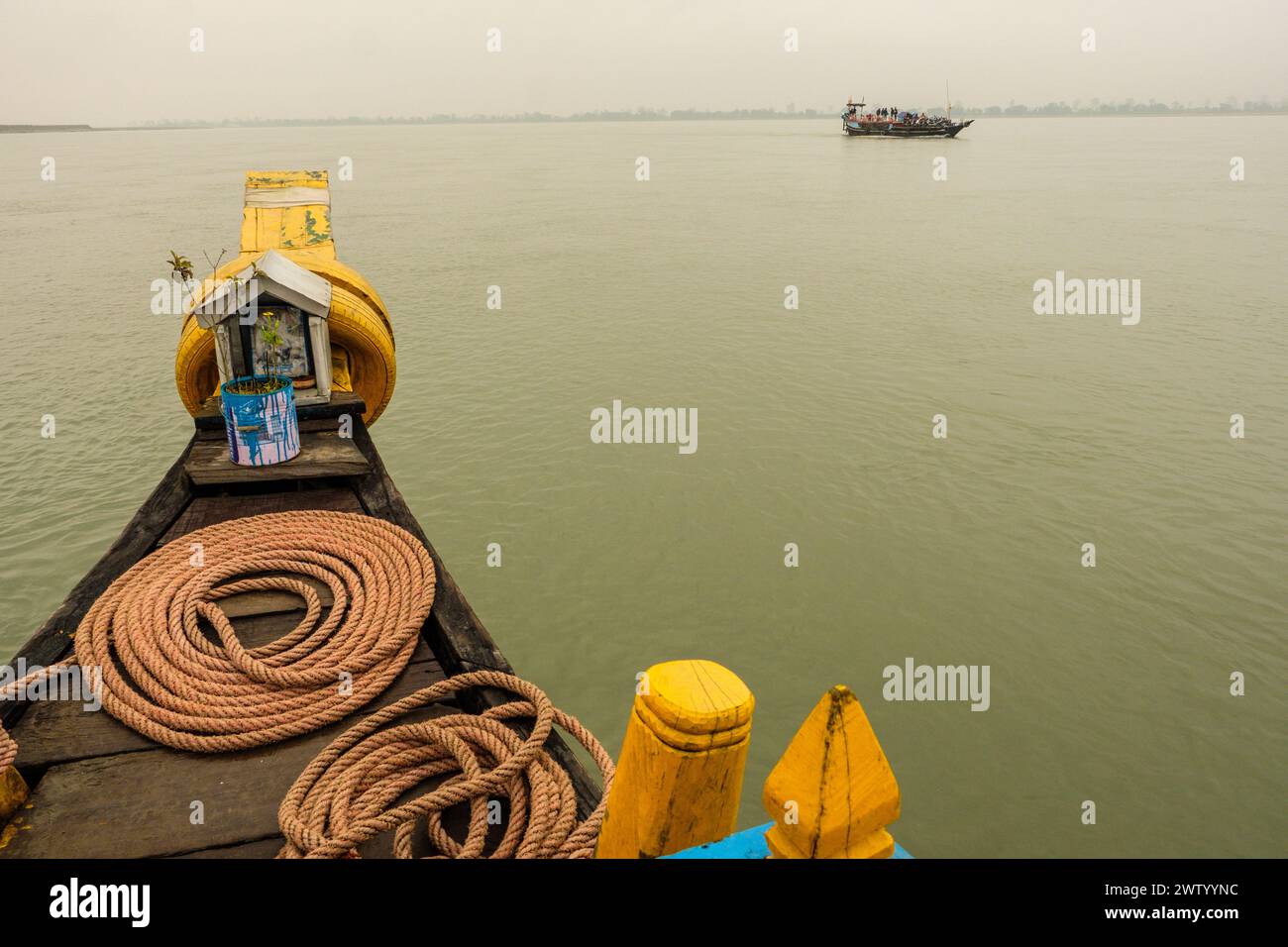 Ferry on the Brahmaputra River in Assam, North East India Stock Photo ...