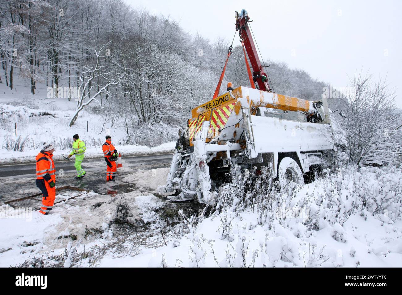 02/12/10 TODAY PHOTO ...A Hampshire County Council gritter lorry is ...